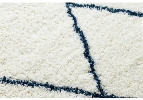 koberec UNION 3683 laťková mříž krémovo modrý střapce, Maroko Shag velikost 160x220 cm | krásné koberce cz