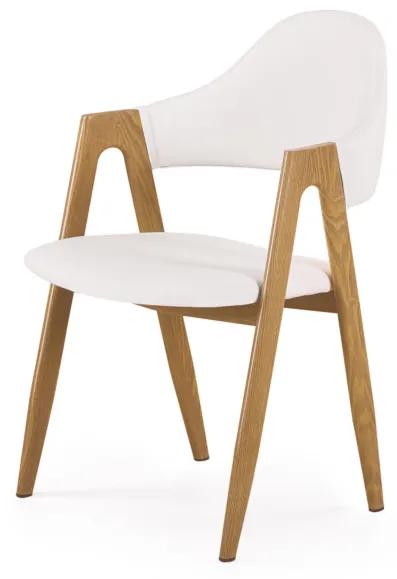 Jídelní židle K247, 48x83x53, bílá/medový dub
