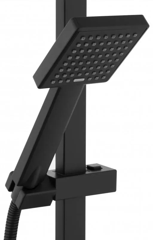 Erga Goba, sprchová souprava s termostatickou baterií a dešťovou hlavicí 30x30 cm, černá matná, ERG-YKA-BP.GOBA-THERM-30-BLK