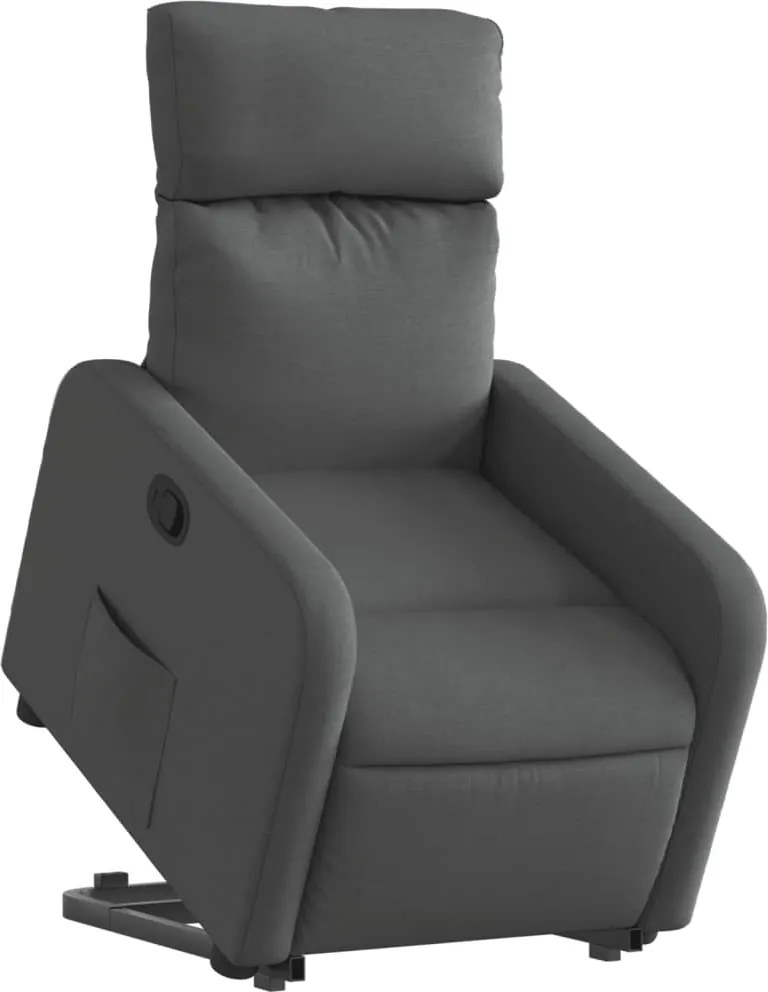 Zvedací polohovací křeslo tmavě šedé textil 3206700