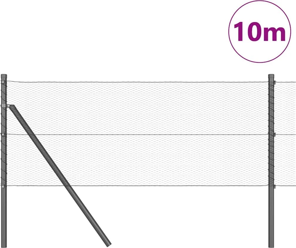 Hexagonální kotvení plotu 10 x 0,6 m Ocel potažená PVC Šedá 3352769