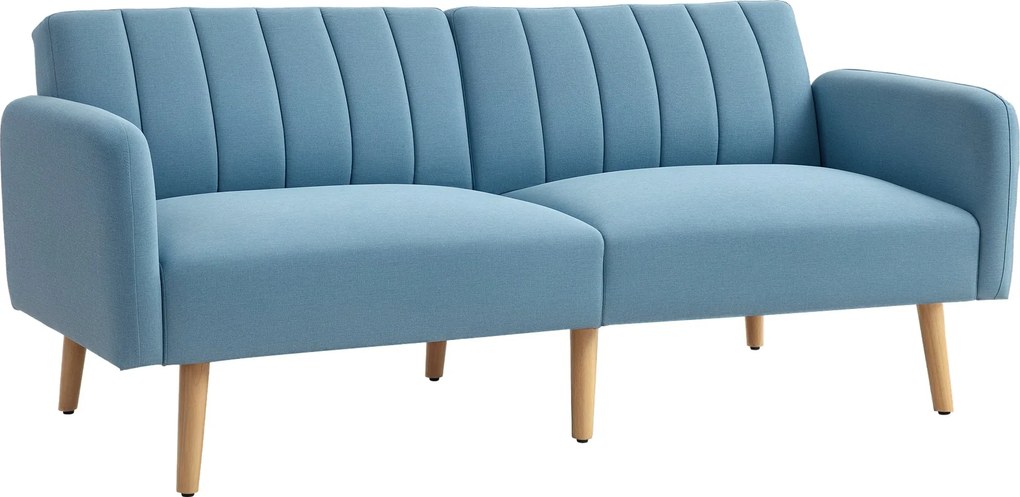 HOMCOM Moderní pohovka na spaní pro 2 osoby 173x75x73 cm Skládací pohovka s potahem z polyesterového lnu a 3-úrovňovým nastavitelným opěradlem a odním