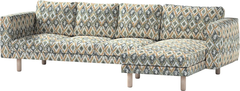 Potah na pohovku IKEA Norsborg 4-místná se šezlongem barva modrá látka pletený vzor, vzorované