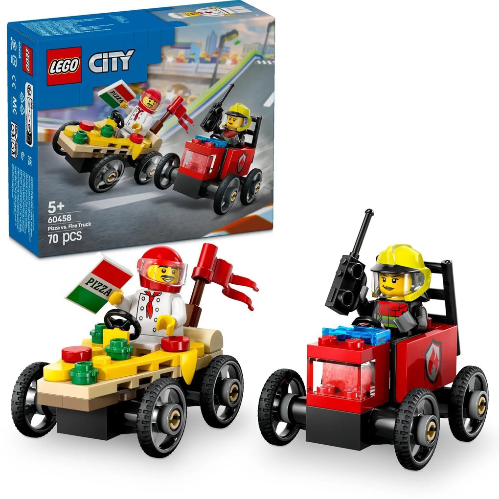 Lego city 60458 závodní balíček: rozvoz pizzy vs. hasičské auto 5702017812588