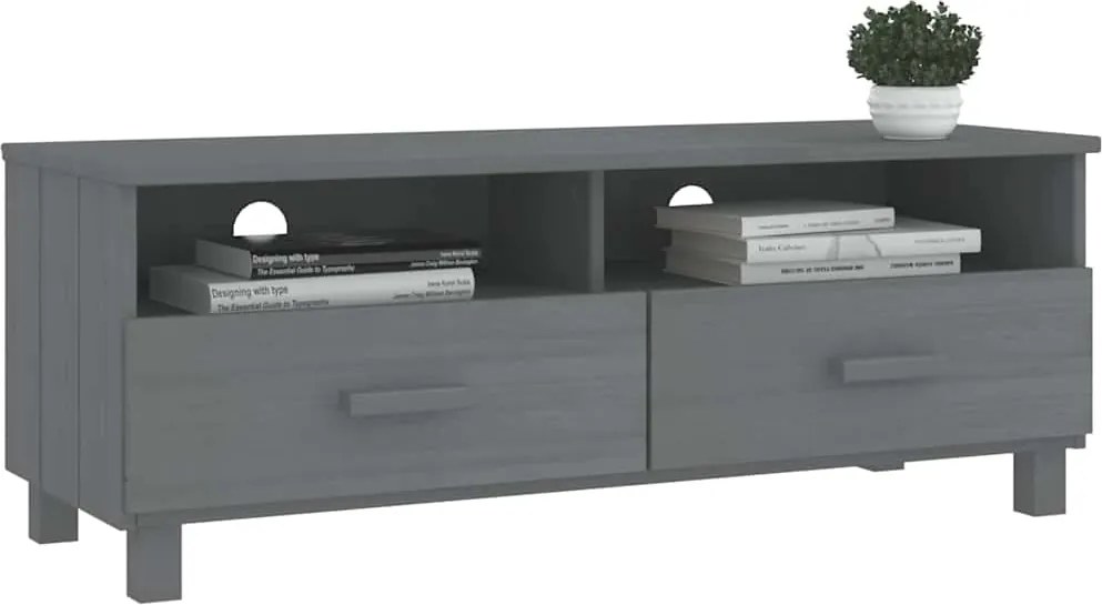 TV stolek HAMAR tmavě šedý 106 x 40 x 40 cm masivní borovice 340470