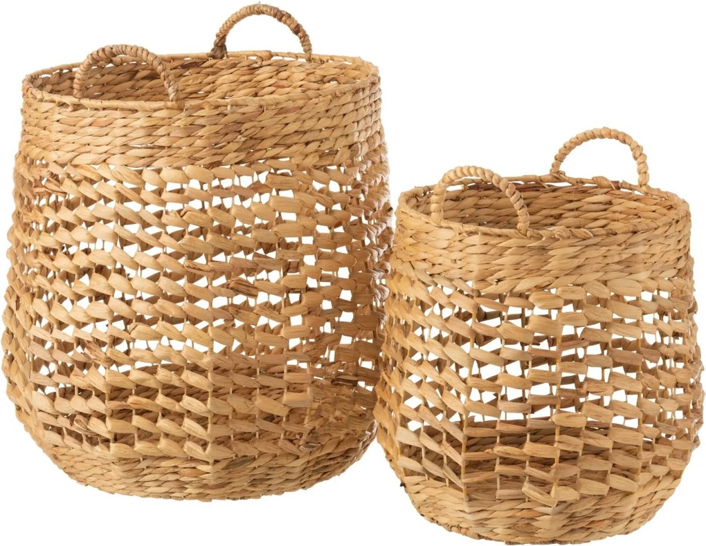 Sada 2 košů z vodního hyacintu přírodní – 42,5*42,5*55 cm