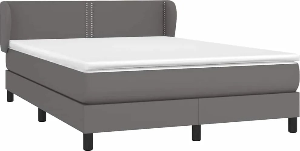 Box spring postel s matrací šedá 140x200 cm umělá kůže 3127257