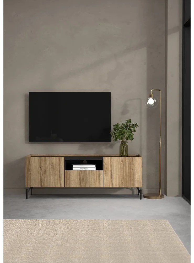Hnědý TV stolek v dekoru dubu 147x54x41 cm Bergen – Tvilum