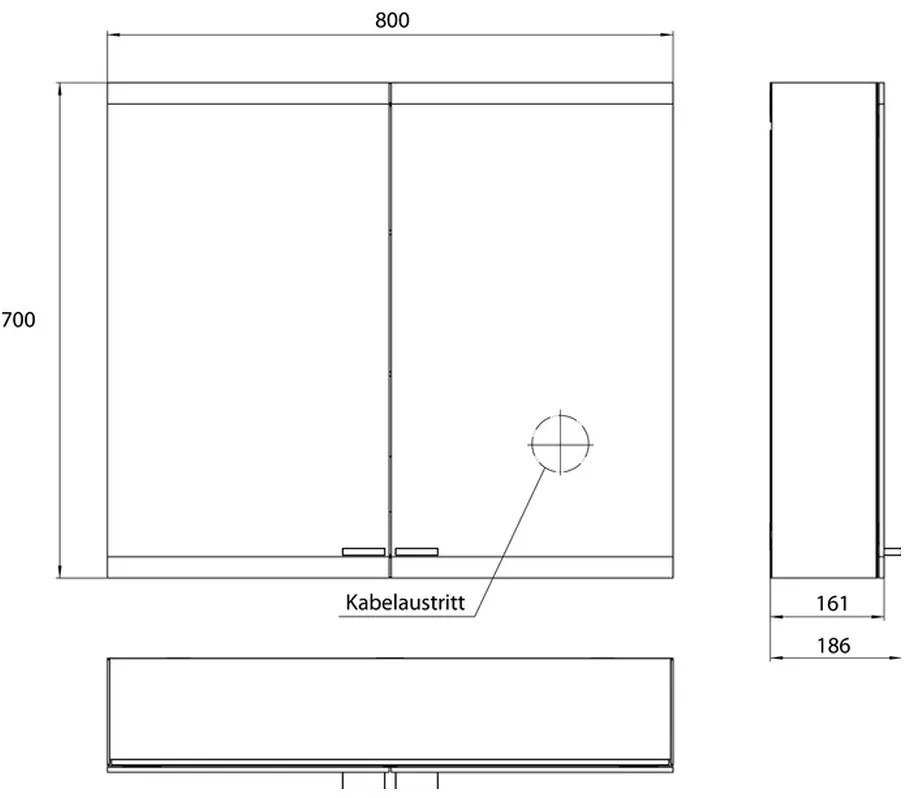 Emco Evo - Osvětlená nástěnná zrcadlová skříňka LED 800 mm, zrcadlová 939708004