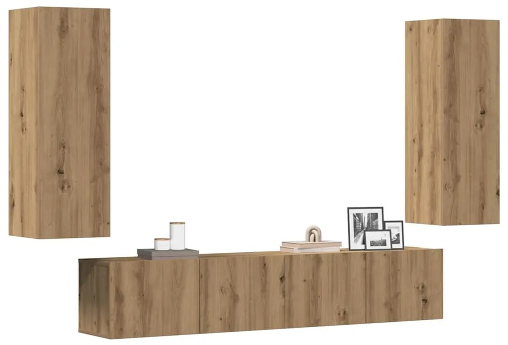 Nástěnné TV skříňky 4 ks dub artisan kompozitní 3328948