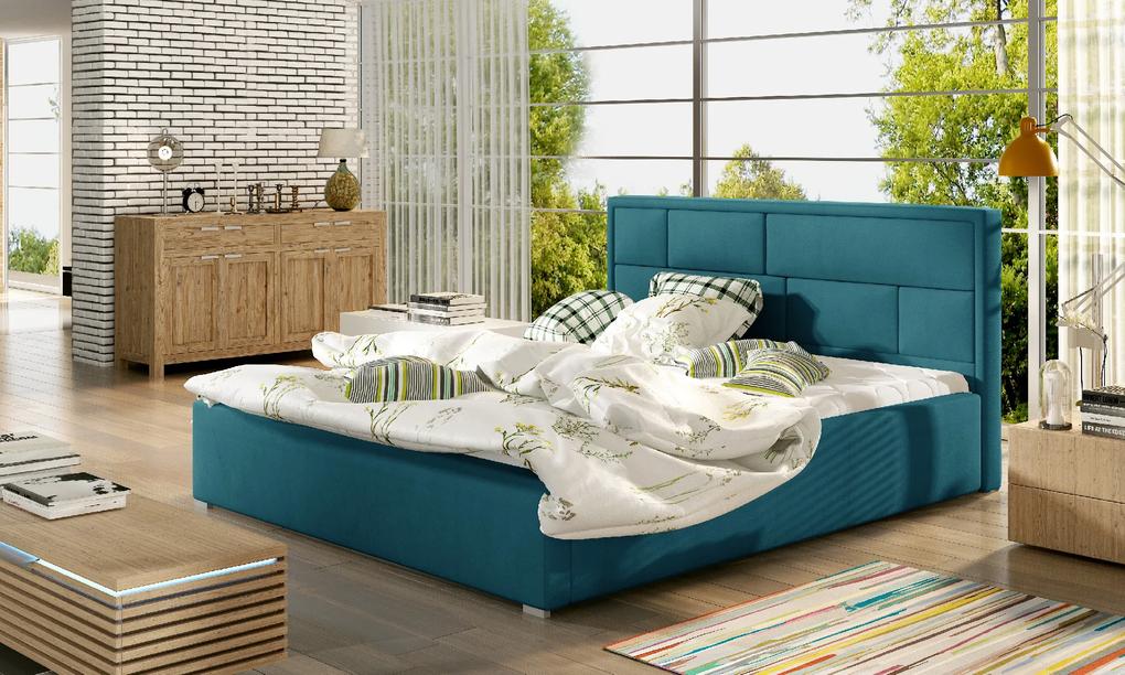 Eltap Čalouněná postel Latina s úložným prostorem Materiál a barva potahu: Kronos 19 - tmavě zelená, Rozměry (cm): 140x200