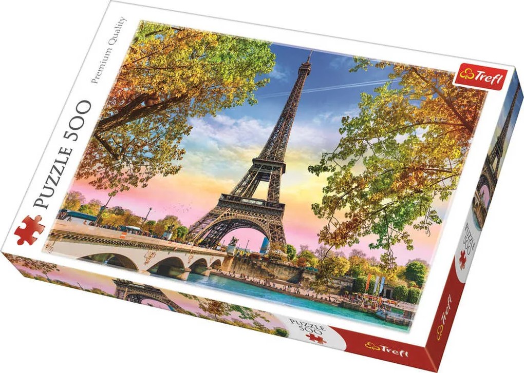 TREFL PUZZLE Foto romantická Paříž Eiffelova věž skládačka 48x34cm 500 dílků tr137330