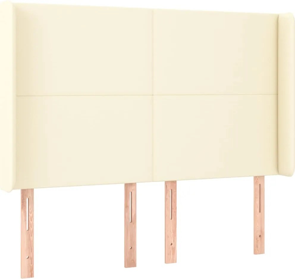 Čelo postele s LED krémové 147 x 16 x 118/128 cm umělá kůže 3123860