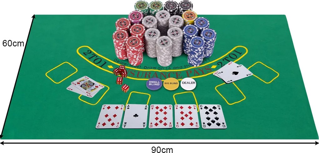 Costway 500-dílná kasino pokerová sada s žetony a hracími kartami a kostkami
