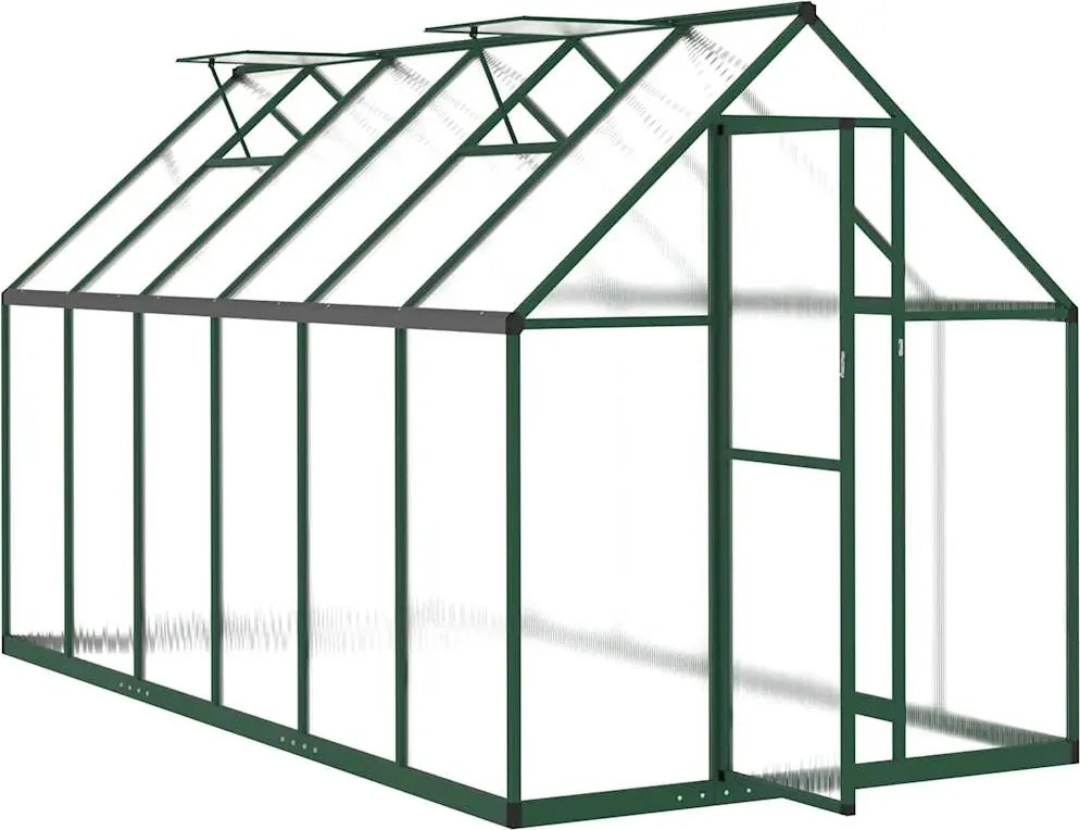 Skleník s podkladovým rámem zelený 334 x 169 x 195 cm hliník 3266327