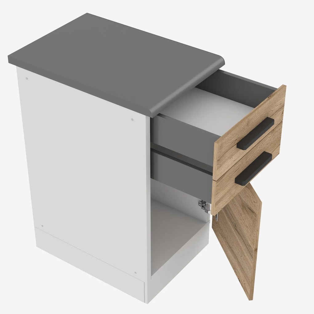 Kuchyňská skříňka Belini Premium Full Version spodní se zásuvkami 40 cm dub wotan s pracovní deskou  TOR SDSZ40/0/WT/DW/B/B1/PP