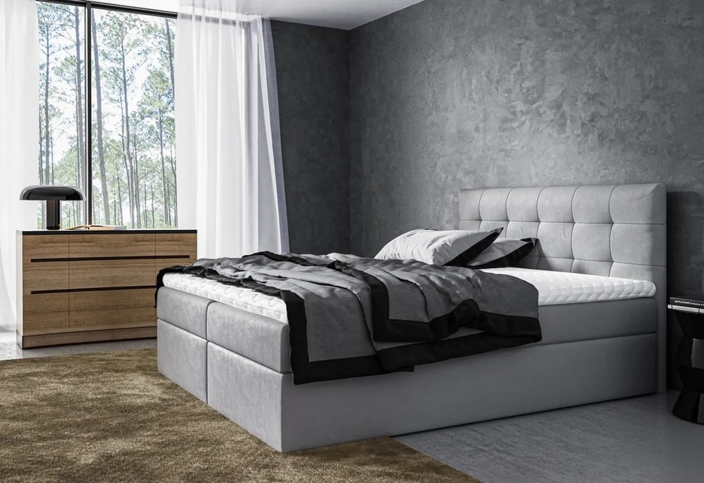 Expedo Čalouněná postel boxspring BRIGITE + vrchní matrace, 200x200, jasmine 90
