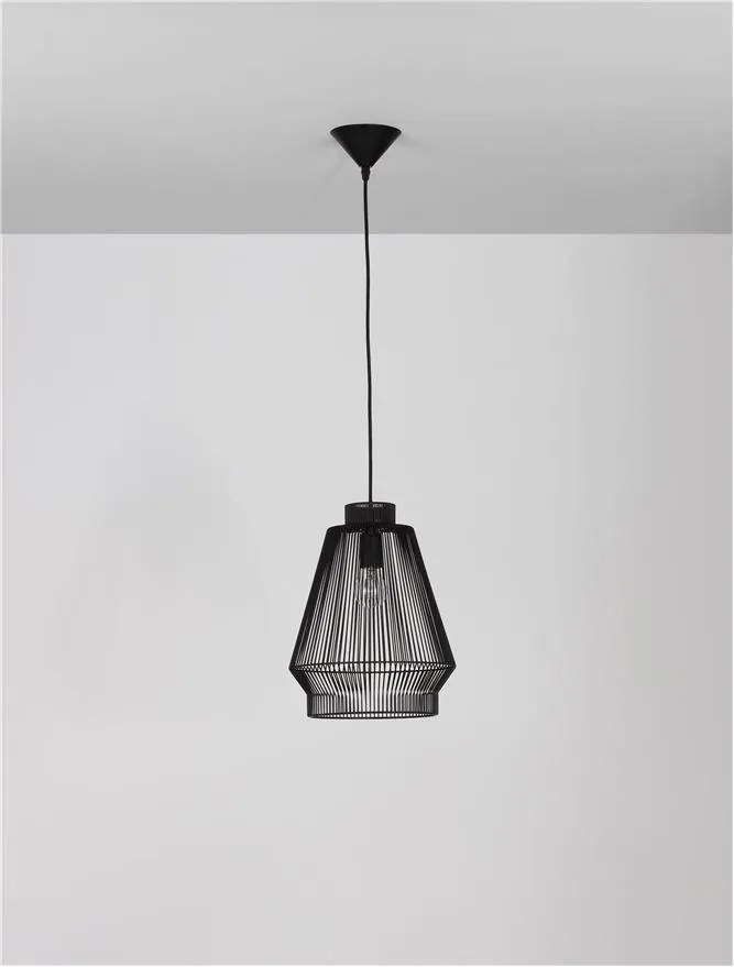 Nova Luce Závěsné svítidlo BREDO černý hliník černý kabel E27 1x12W