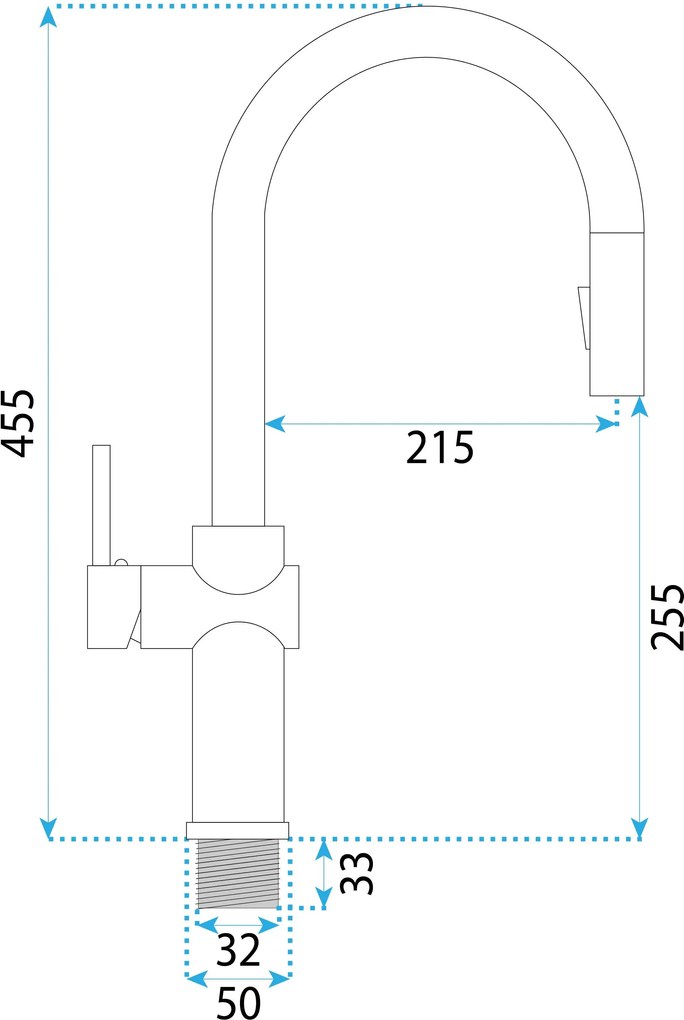 Rea Fresh High, kuchyňská baterie s výsuvnou sprškou, broušená ocel, REA-B6330