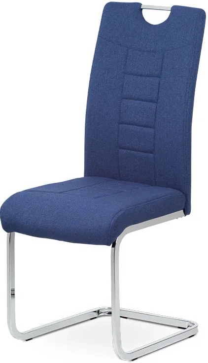 Autronic Jídelní židle - modrá látka, kovová chromovaná podnož DCL-404 BLUE2