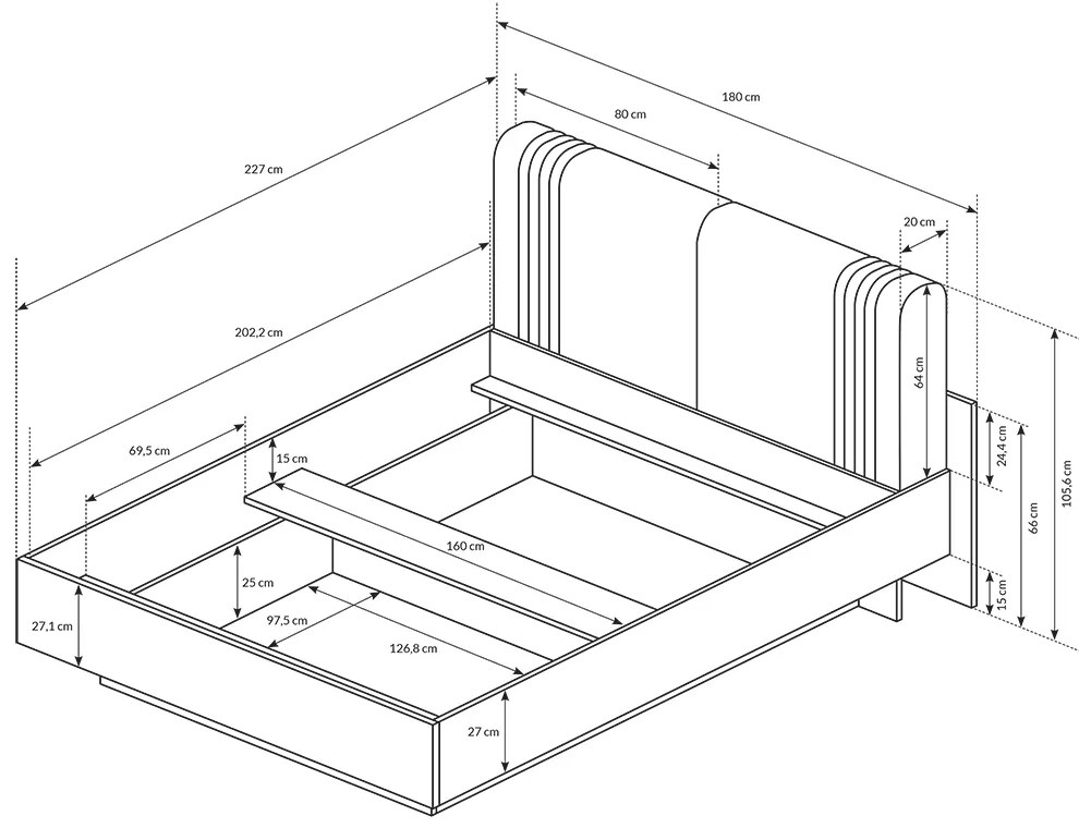 DECO | postel dvoulůžko | 160x200 cm | kraft zlatý/antracit