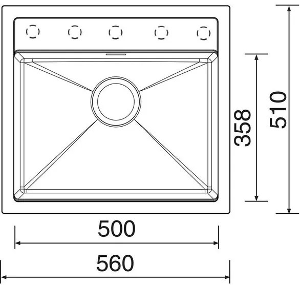 Sinks Solo 560 Granitový dřez bez odkapu, 56x51cm, marone, ACRSO56051093