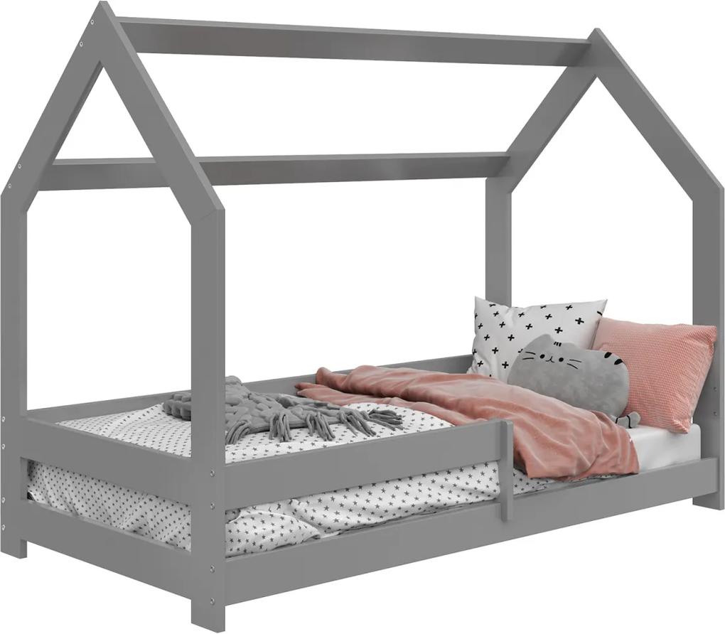 AMI nábytek Dětská postel DOMEČEK D5 160 x 80 cm masiv šedá