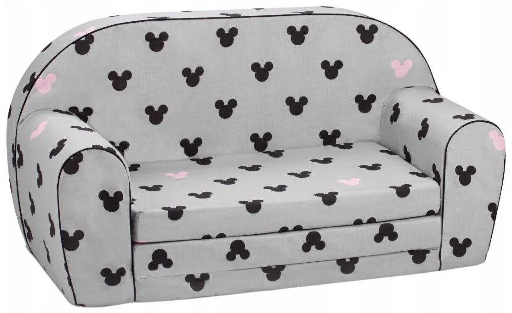 Dětská rozkládací MINI pohovka Myška Minnie - šedá