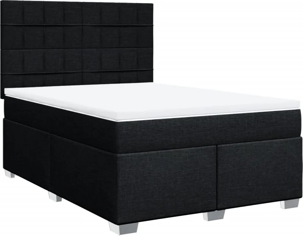 Box spring postel s matrací černá 160x200 cm textil 3292841