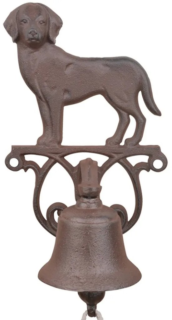 Zahradní zvonek Dog, 25x14 cm, litina, hnědá