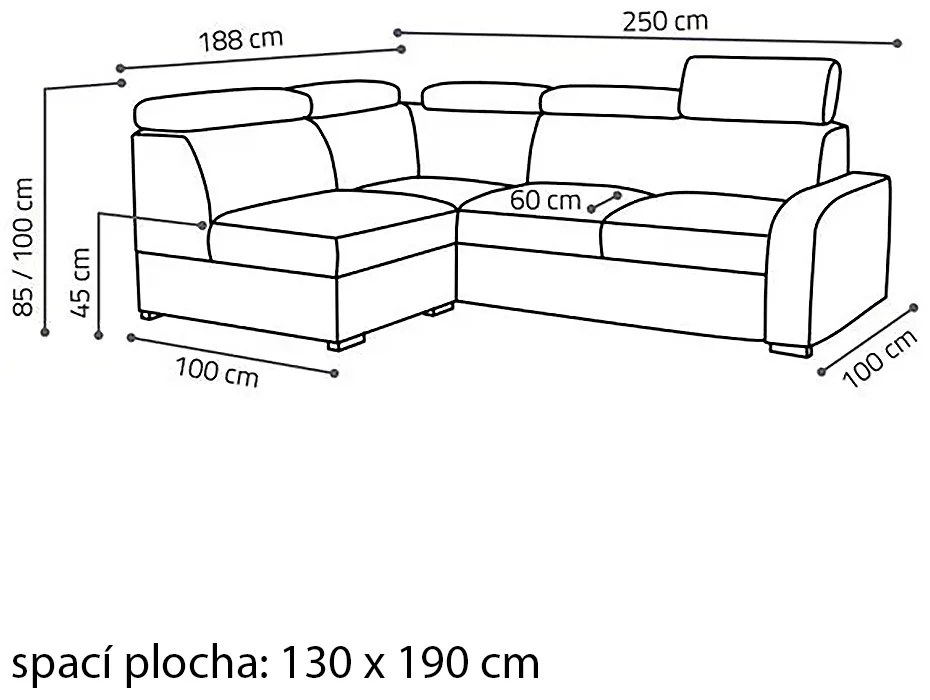 Sedací souprava OSLO III | 188x250 | rozkládací + úložný prostor | VÝBĚR TKANIN