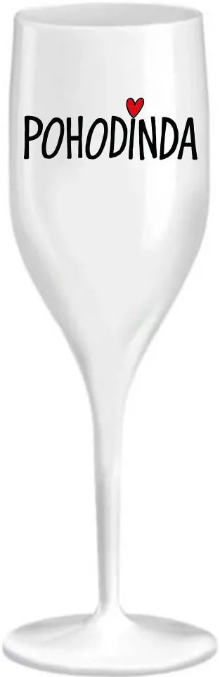 POHODINDA - bílá nerozbitná prosecco sklenička 150 ml