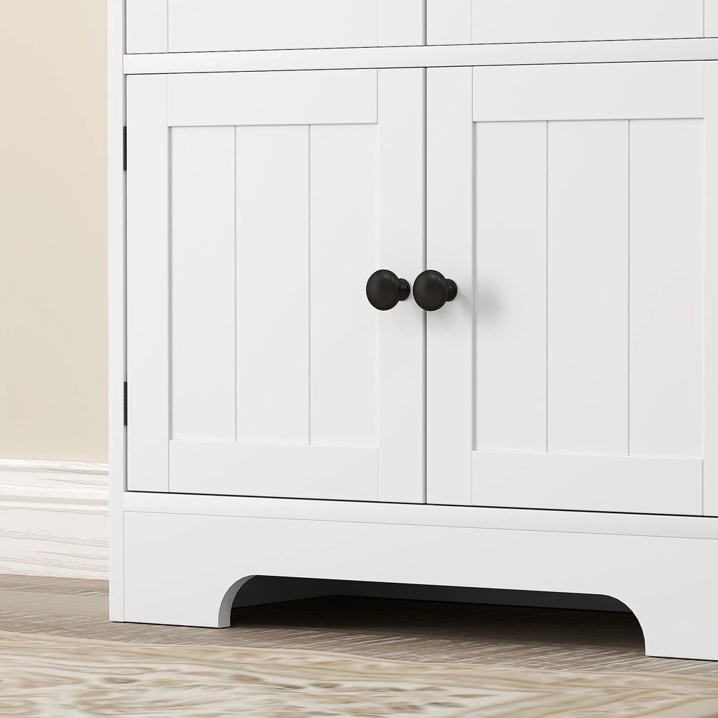 HOMCOM Kuchyňský K cabinet s Úložným Prostorem a Nastavitelnými Policemi pro Jídelnu a Obývací Pokoj, 58,2 x 30 x 123 cm, bílý