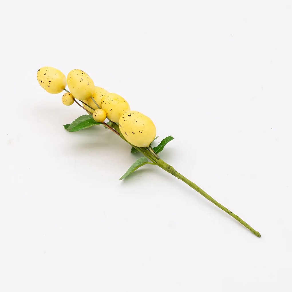 Velikonoční zápich větvička, 24 × 8 cm, žlutá vajíčka, plast, venkovní