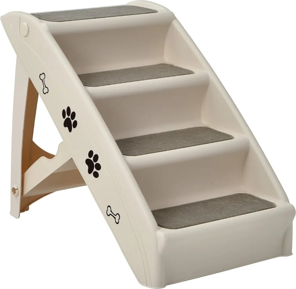 Costway Pet Schody se 4 schody Přenosný šplhací žebřík Bezpečná rampa pro – šedá