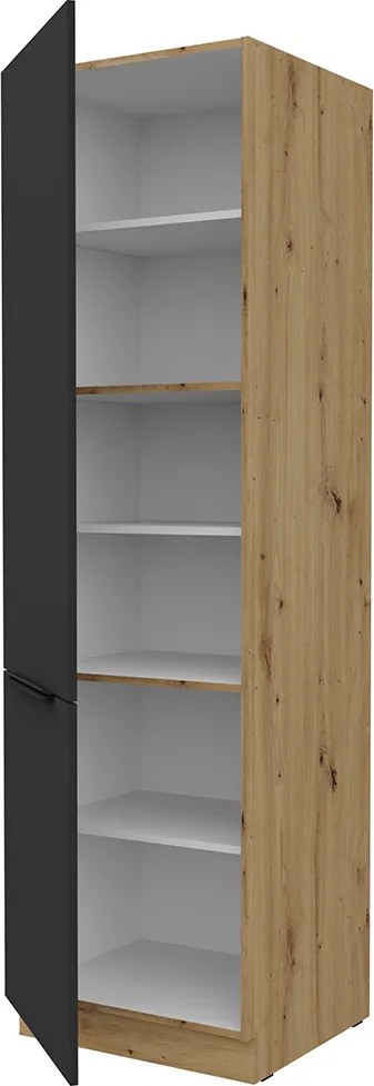 ARIA ac | vysoká skříňka 60 DK-210 2F potravinová s policemi | 60 cm | ANTI FINGERPRINT povrch | artisan/černá