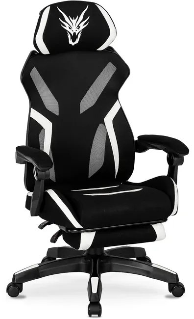 Polohovatelné herní křeslo s područkami Blade bílo černé