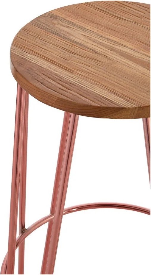 Barová stolička z jilmového dřeva v přírodní barvě/v růžovo zlaté barvě (výška sedáku 75 cm) District – Premier Housewares