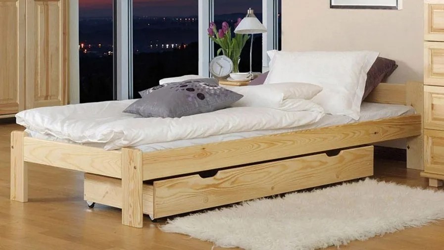 ImportWorld Dřevěná postel Libuše 90x200 + rošt ZDARMA (Barva dřeva: Borovice)