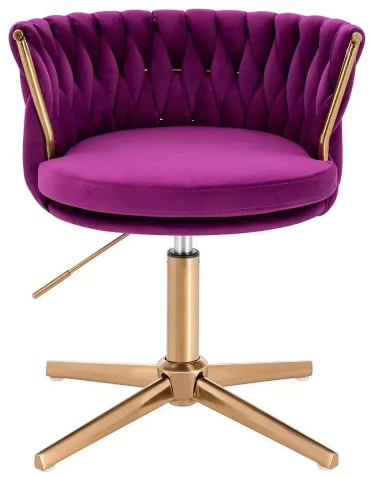 LuxuryForm DESIGN Otočná židle LYON VELUR na zlatém kříži - fuchsie