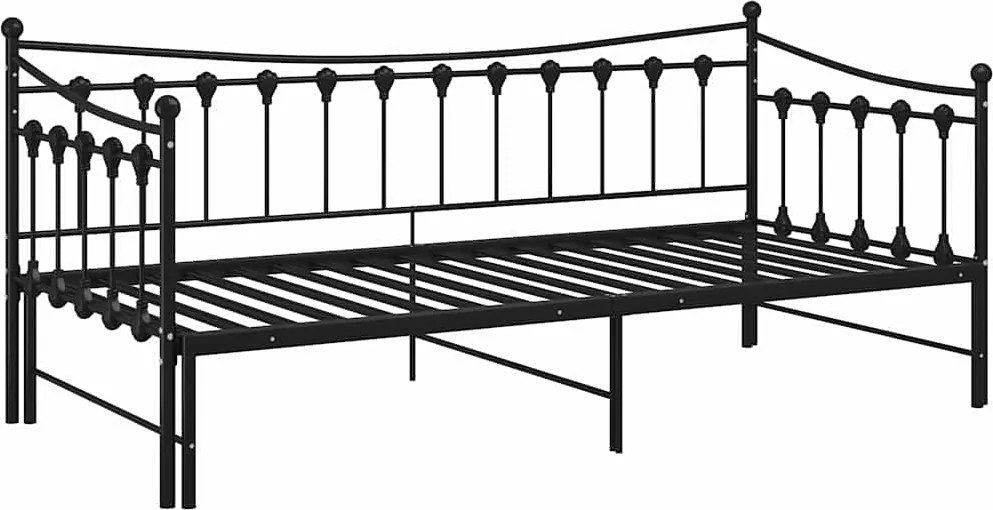 Rám vysouvací postele/pohovky černý kovový 90 x 200 cm 324758