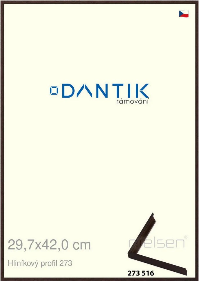 DANTIK rámeček 29,7x42 | ALU profil 7273 Dýha wenge tmavá (Plexi Čiré)
