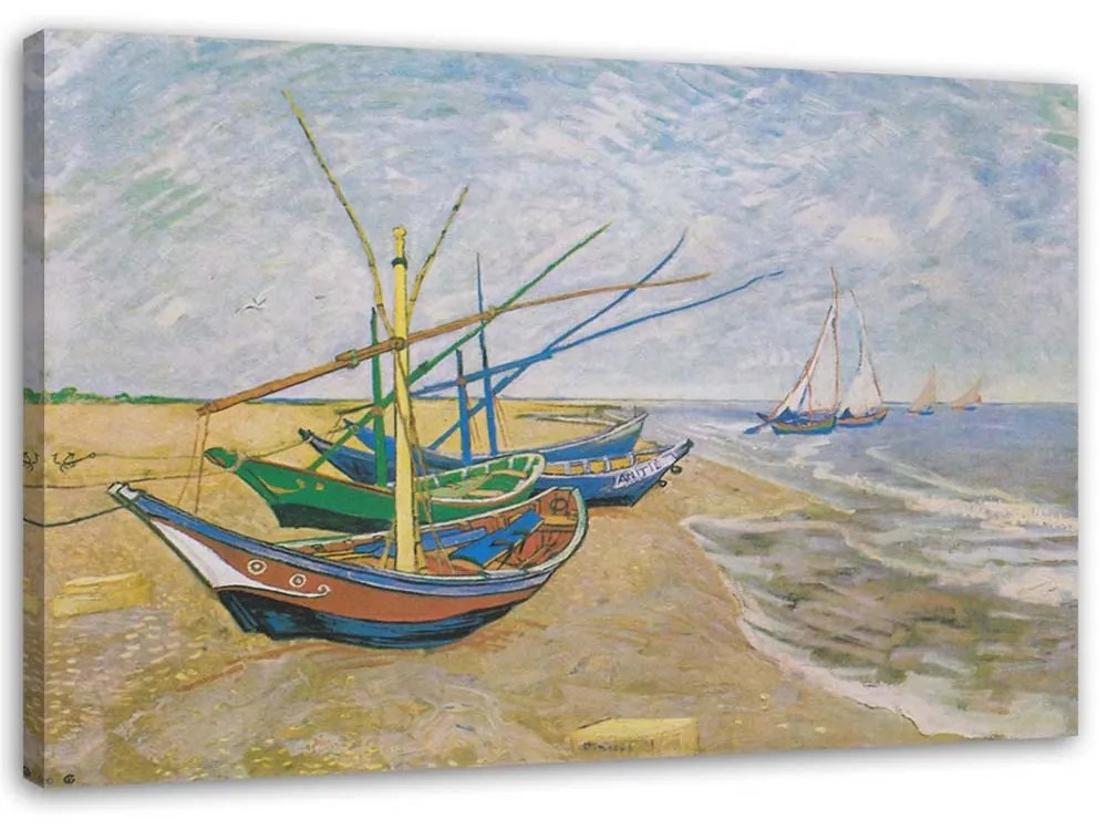 Gario Obraz na plátně Rybářské lodě na pláži v Saintes Maries de la Mer - Vincent van Gogh, reprodukce Rozměry: 60 x 40 cm