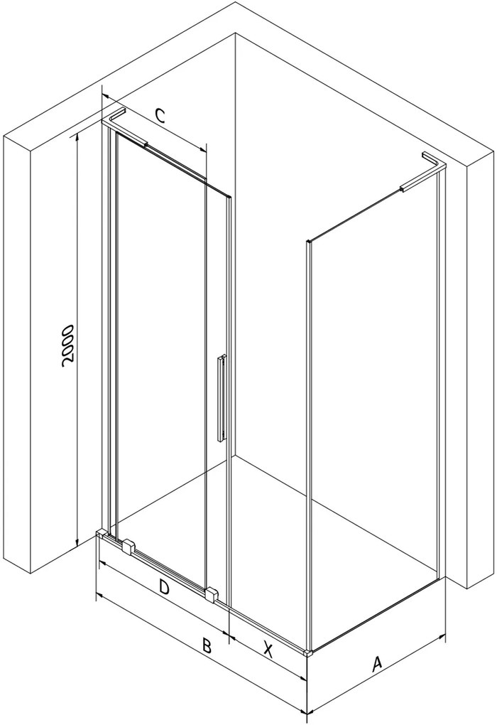 Mexen Velar L, sprchový kout s posuvnými dveřmi 110 x 110 cm, 8mm čiré sklo, měděná matná, 871-110-110-03-65