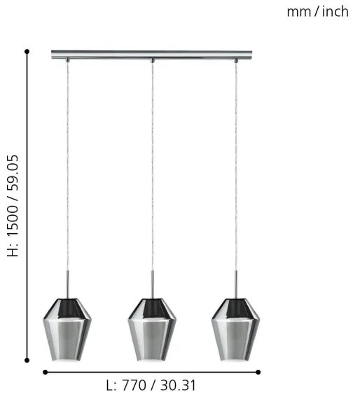 Eglo 96774 - Závěsné svítidlo MURMILLO 3xE27/28W/230V