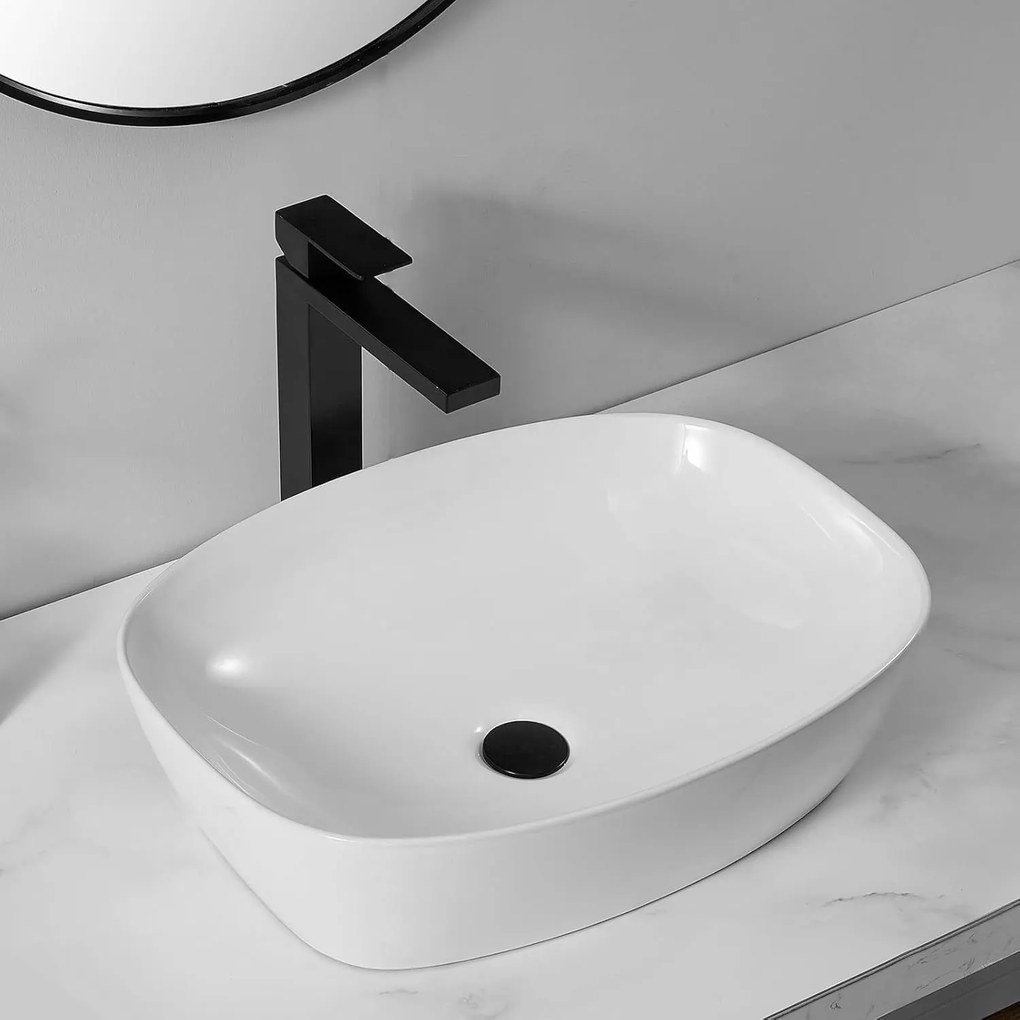 Rea Freja, umyvadlo na desku 490x370x135 mm, bílá lesklá, REA-U6616