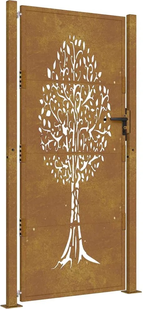 Zahradní branka 100 x 200 cm z cortenové oceli, design stromu 153165