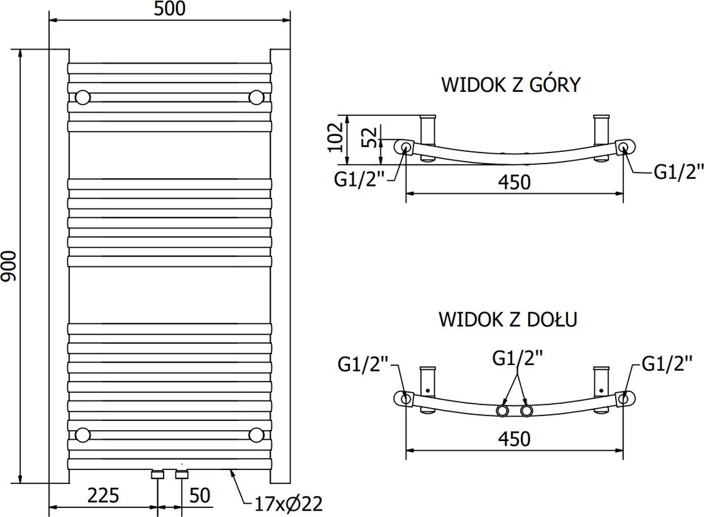 Mexen Ares, elektrické topné těleso 900 x 500 mm, 400 W, bílá, W102-5900-500-6400-20
