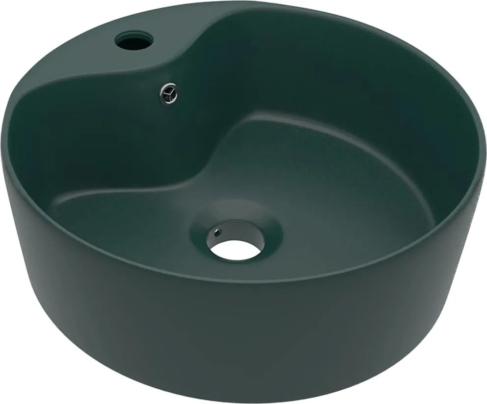 Luxusní umyvadlo přepad matné tmavě zelené 36 x 13 cm keramické 147036
