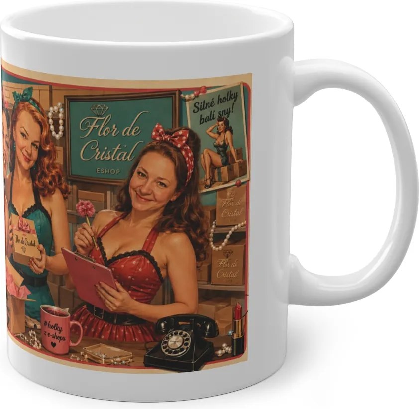 Srdcem darované Veselý hrneček pro kamarádky / vaší lásku / rodinu - na přání Pin Up styl